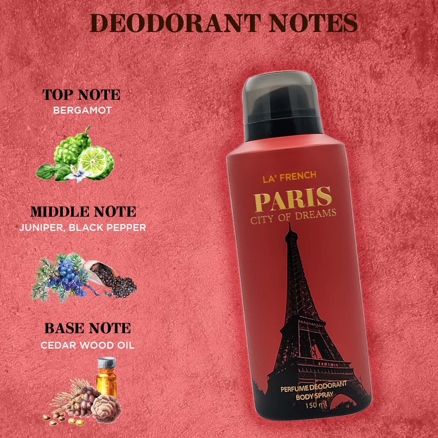 Buy LA FRENCH PARIS CITY OF DREAMS DEODORANT FOR MEN & WOMEN, 150ML ...