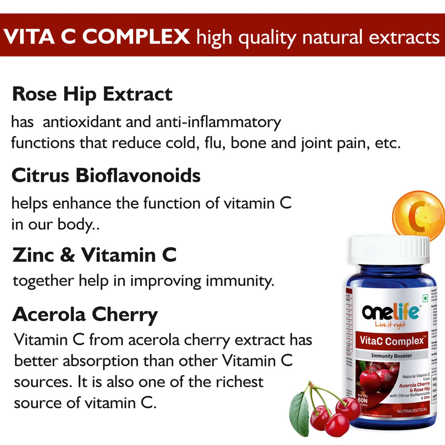 Buy ONELIFE VITAC COMPLEX - 60 TABLETS Online & Get Upto 60% OFF at ...