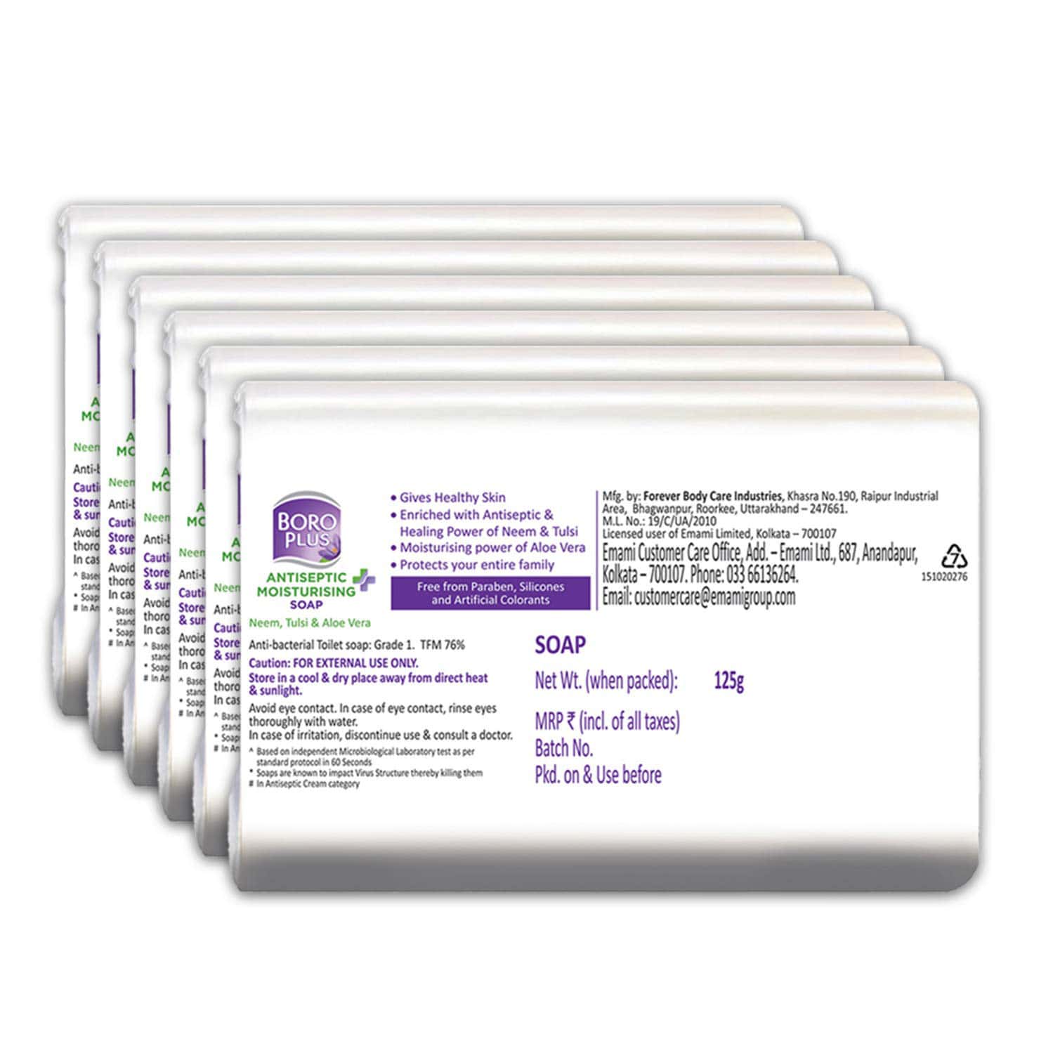 Buy BOROPLUS ANTISEPTIC AND MOISTURISING BATHING SOAP 125G (PACK OF 6 ...