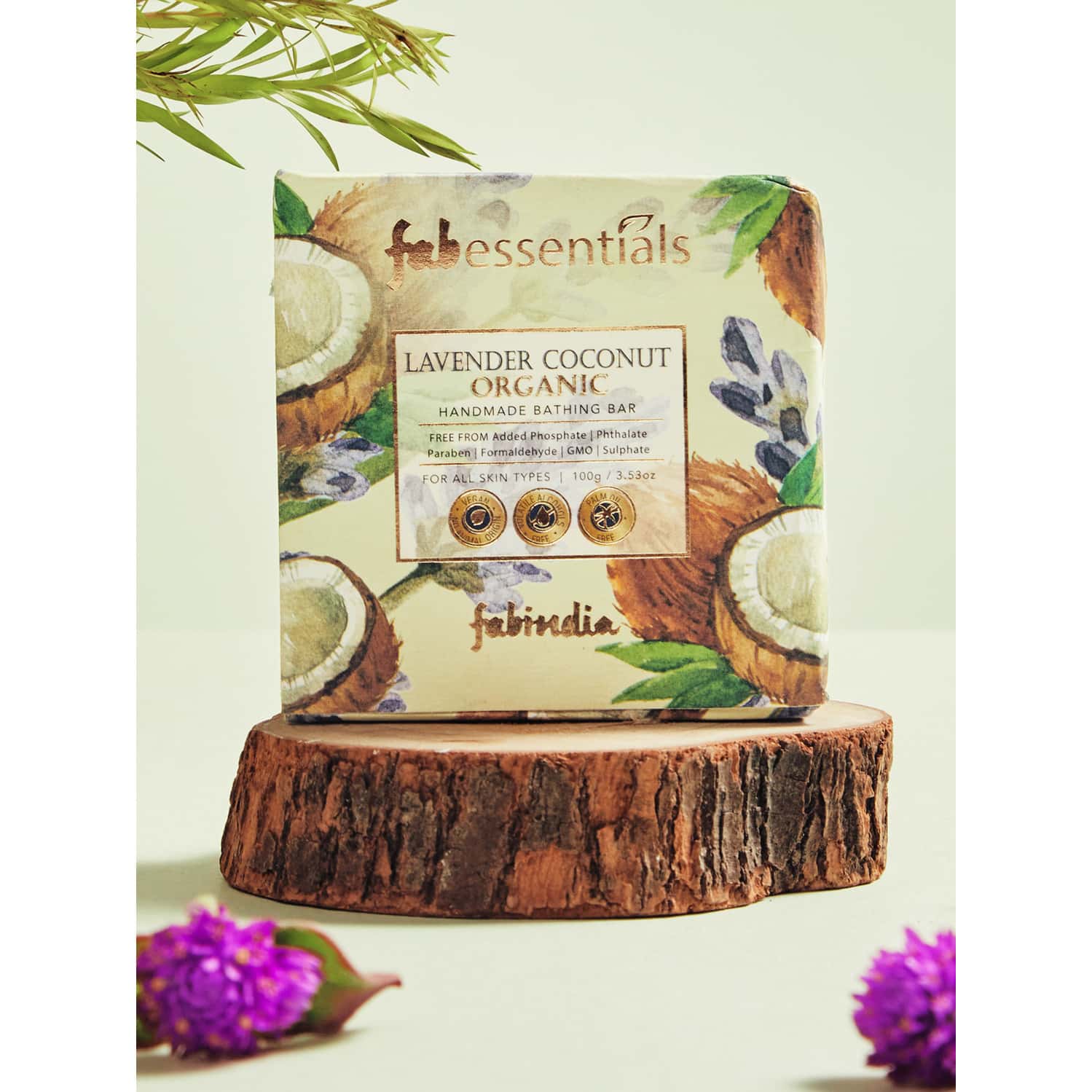 Buy FABESSENTIALS LAVENDER COCONUT ORGANIC HANDMADE BATHING BAR - 100 ...