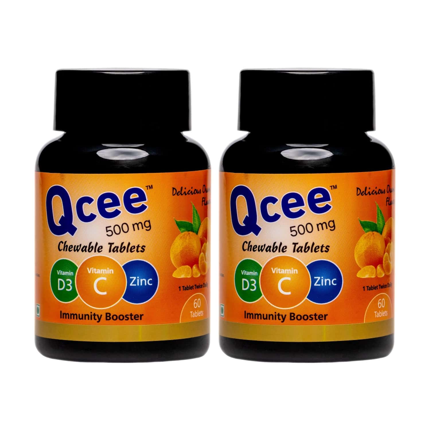 Buy QCEE CHEWABLE TABLETS 60 TAB | VITAMINS & ZINC | ORANGE FLAVOUR ...