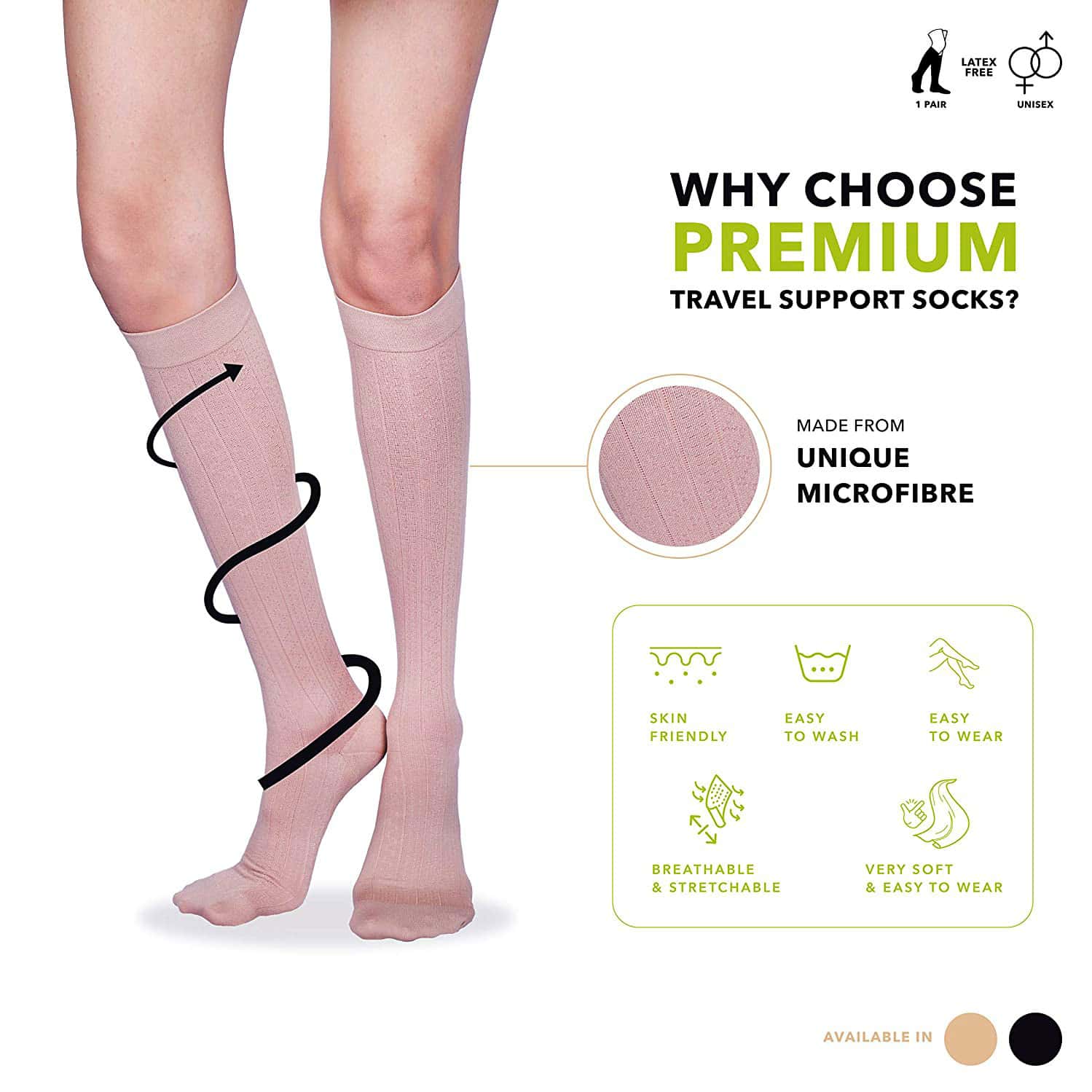 Buy SORGEN PREMIUM TRAVEL SUPPORT SOCKS FLIGHT SOCKS - BLACK - LARGE ...