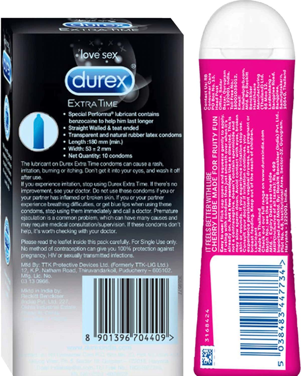 Buy DUREX EXTRA TIME CONDOMS FOR MEN-10 COUNT WITH DUREX CHERRY ...