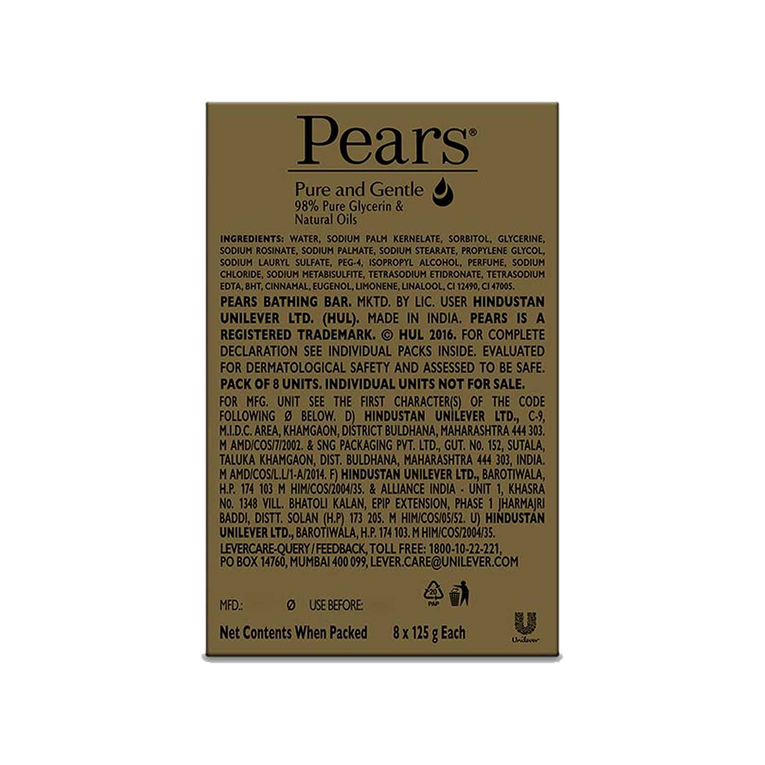Buy PEARS MOISTURISING BATHING BAR SOAP WITH GLYCERINE PURE & GENTLE ...