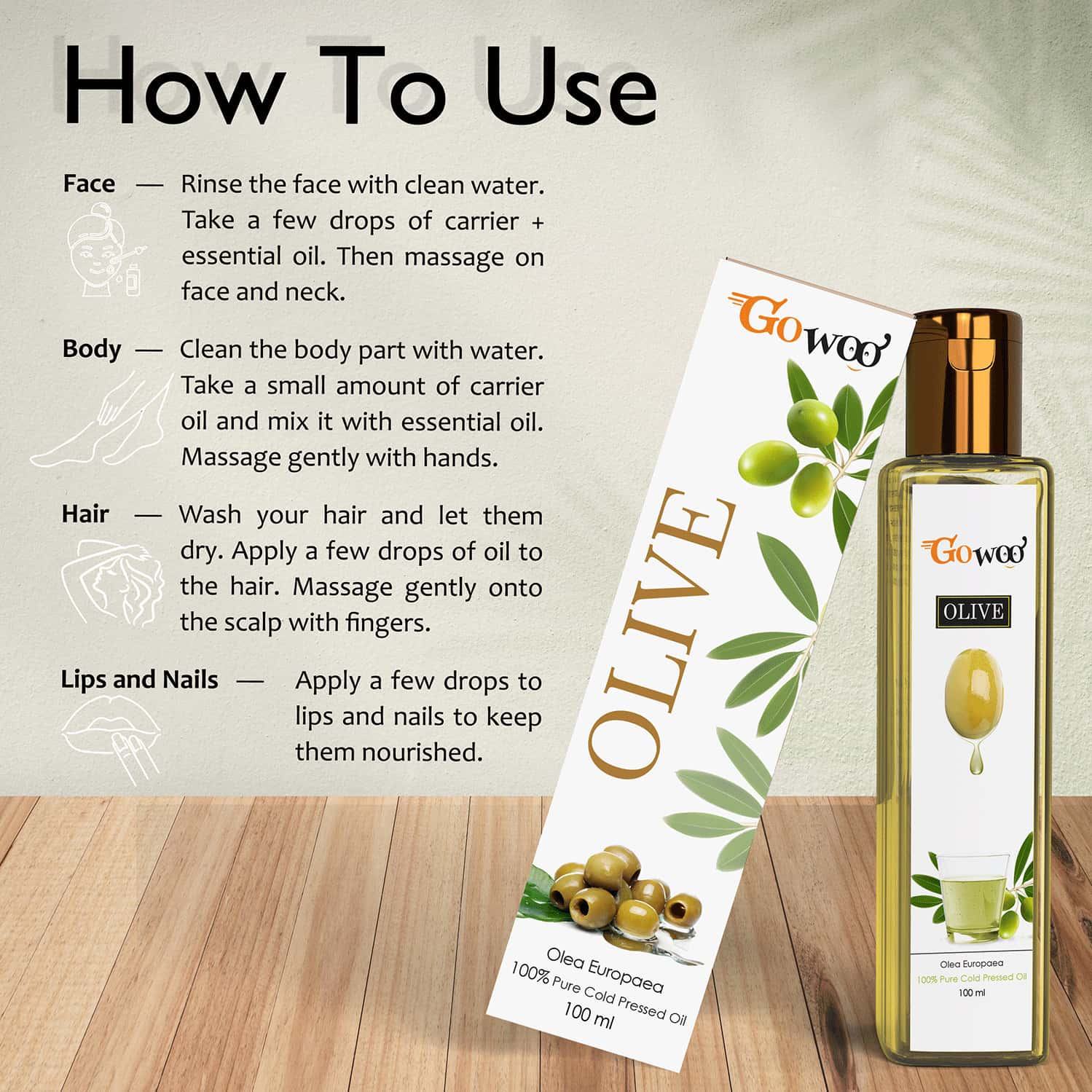 Buy GO WOO 100% PURE OLIVE OIL CARRIER OIL FOR ESSENTIAL OILS 100 ML ...