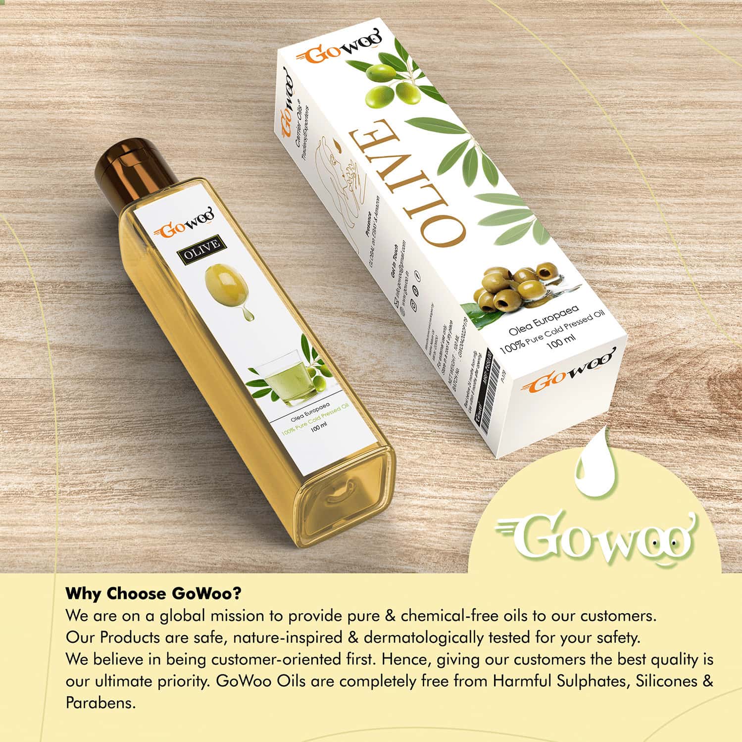 Buy GO WOO 100% PURE OLIVE OIL CARRIER OIL FOR ESSENTIAL OILS 100 ML ...