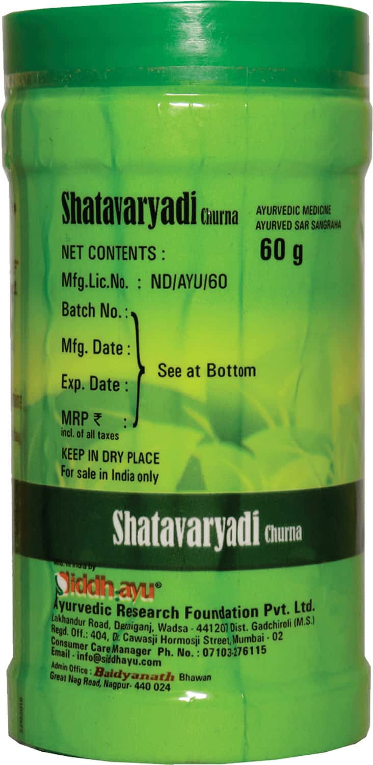 Buy BAIDYANATH NAGPUR SHATAVARYADI CHURNA 60 G (PACK OF 3) Online & Get ...
