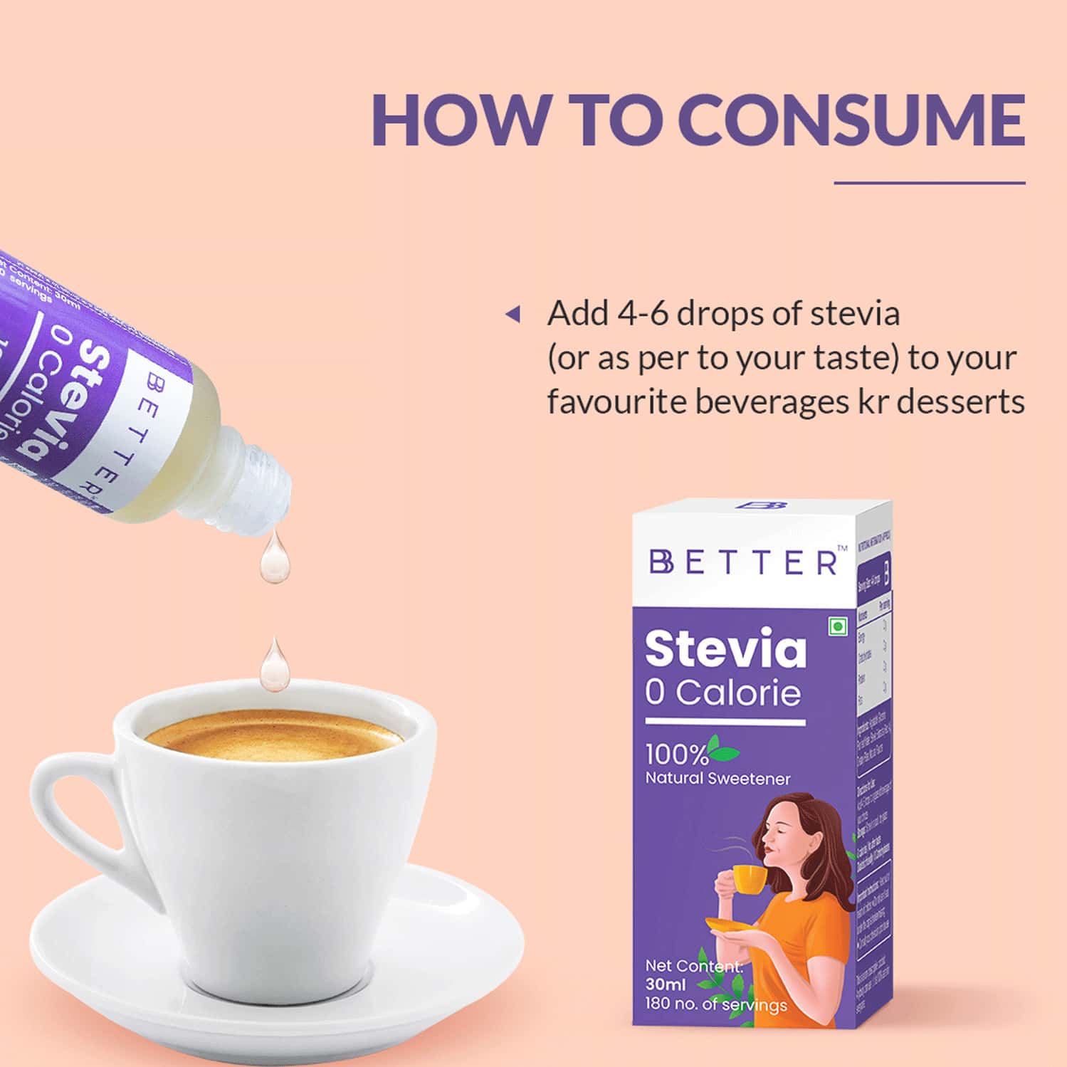 Buy BBETTER STEVIA 30ML DROP 180 SERVINGS Online & Get Upto 60% OFF at ...