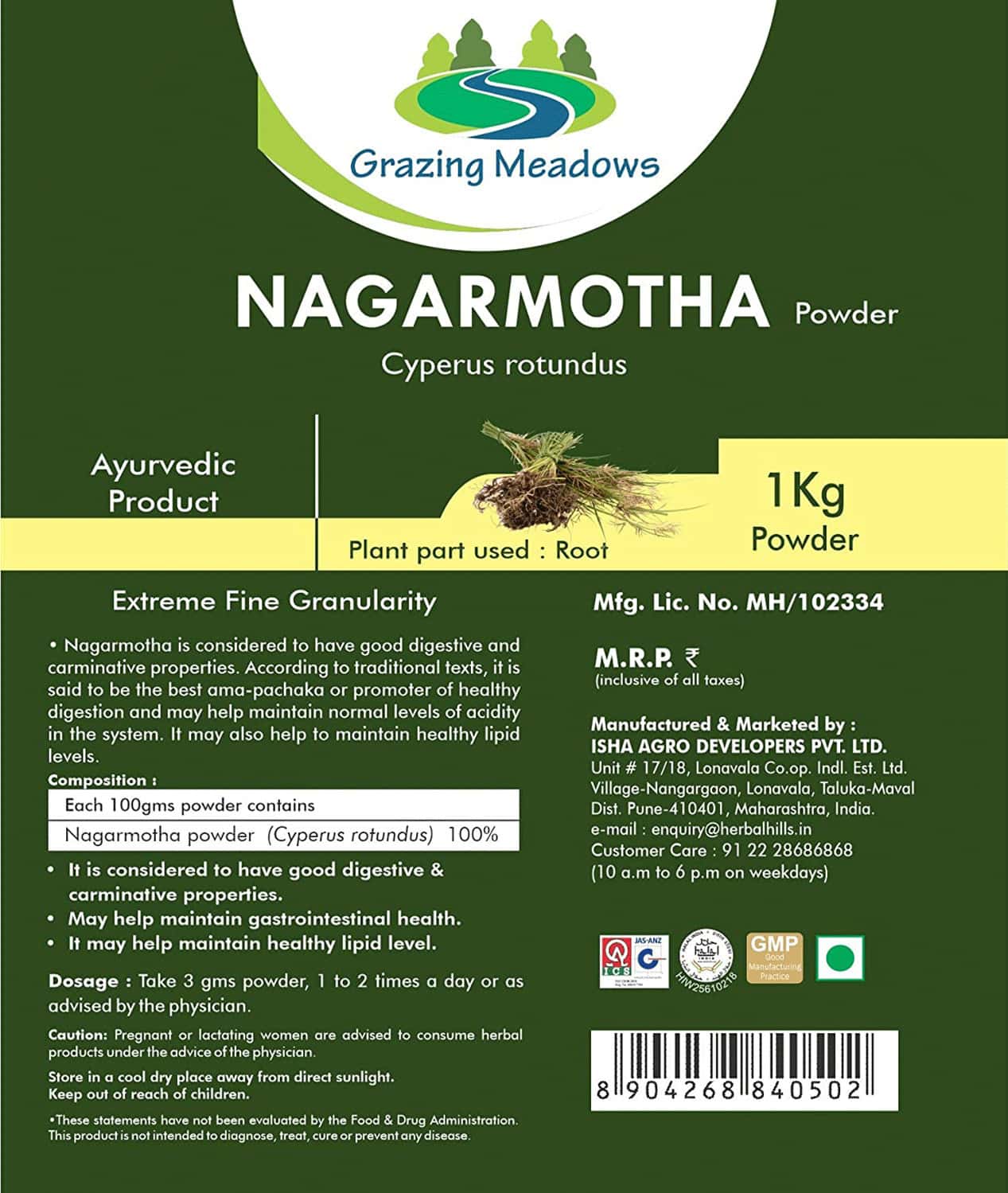 Buy GRAZING MEADOWS NAGARMOTHA POWDER - 1 KG (PACK OF 5) Online & Get ...