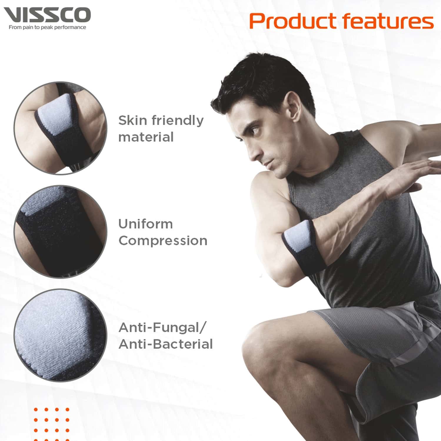 Buy VISSCO TENNIS ELBOW SUPPORT-PROVIDES AN IDEAL COMPRESSION TO THE ...