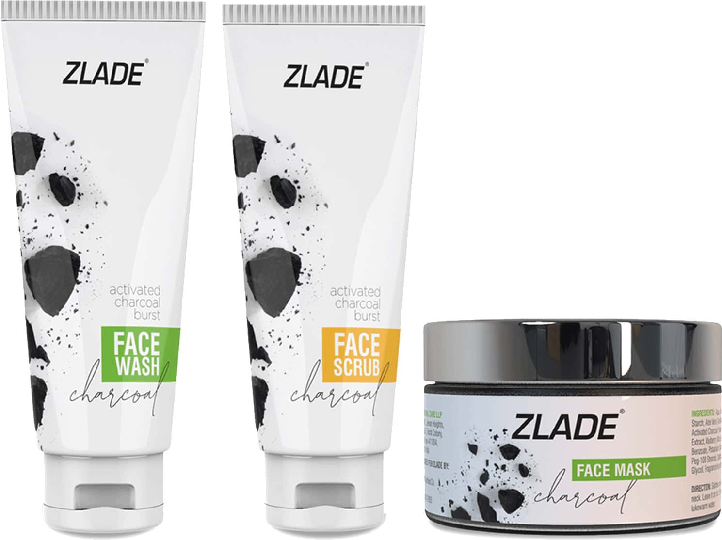 Buy ZLADE CHARCOAL FACE CARE KIT WITH ACTIVATED CHARCOAL Online & Get ...