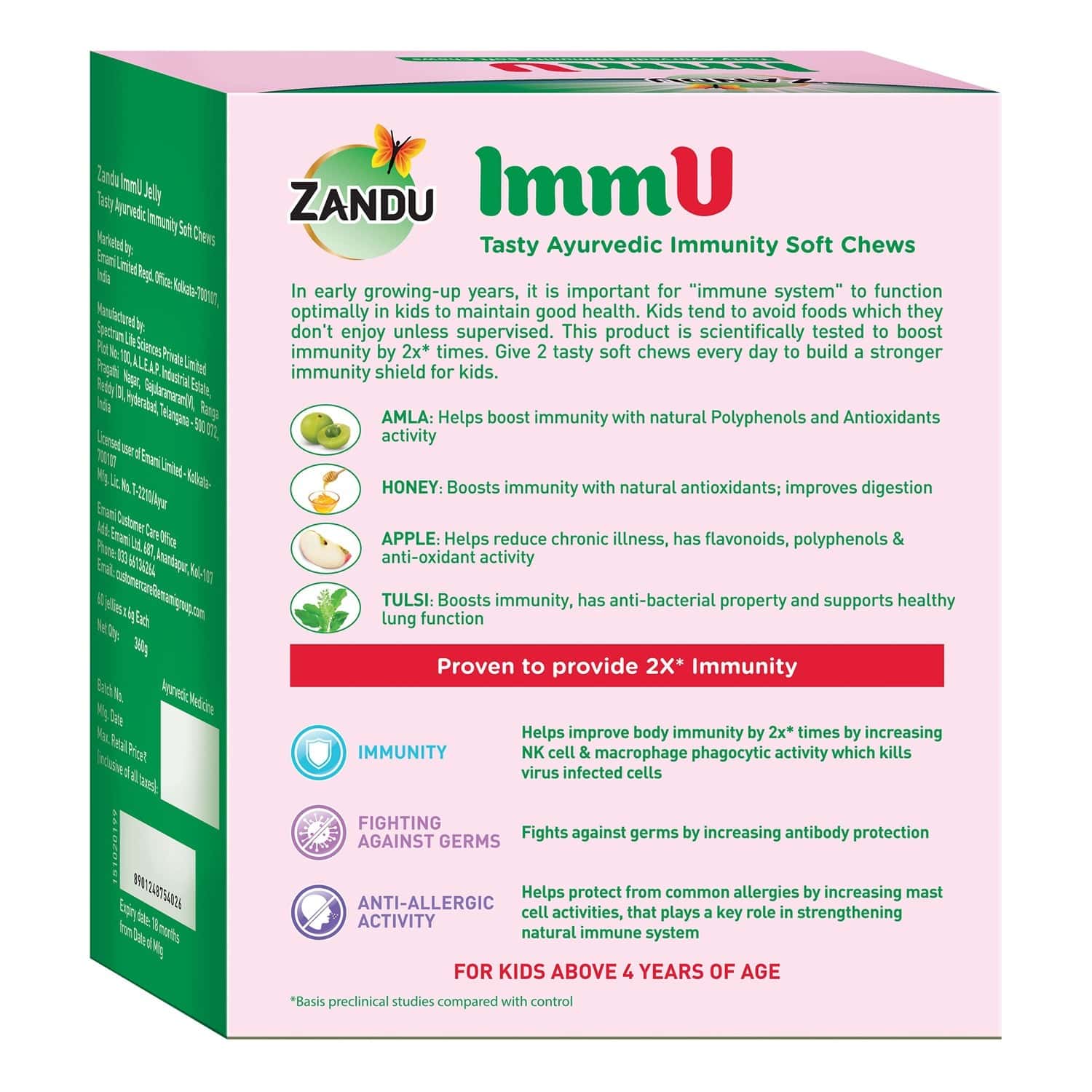 Buy Zandu Immu Tasty Strawberry Immunity Soft Chews Packet Of 60 Online ...