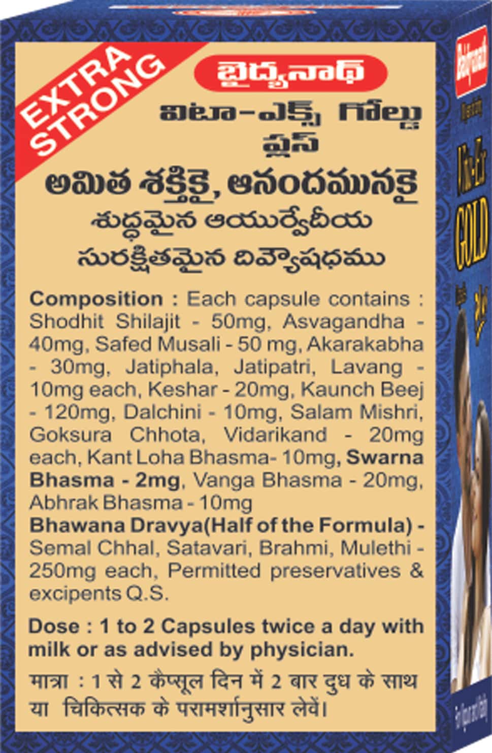 Buy BAIDYANATH NAGPUR VITA EX GOLD PLUS | STAMINA BOOSTER | 20 CAPSULES ...