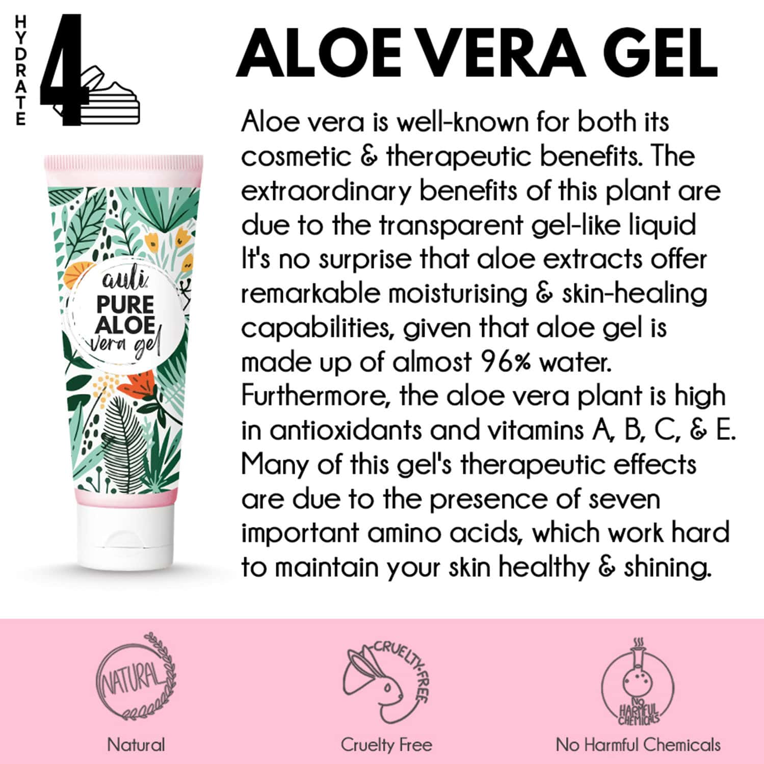 Buy AULI PURE ALOE VERA GEL HYDRATING MOISTURISING PORE MINIMSING ...