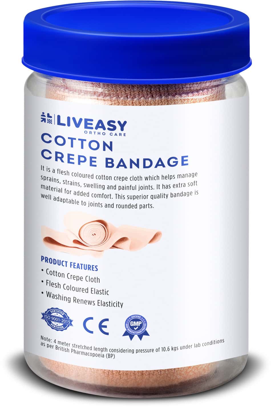 Buy LIVEASY ORTHO CARE COTTON CREPE BANDAGE - REDUCES STRAIN, SPRAIN ...