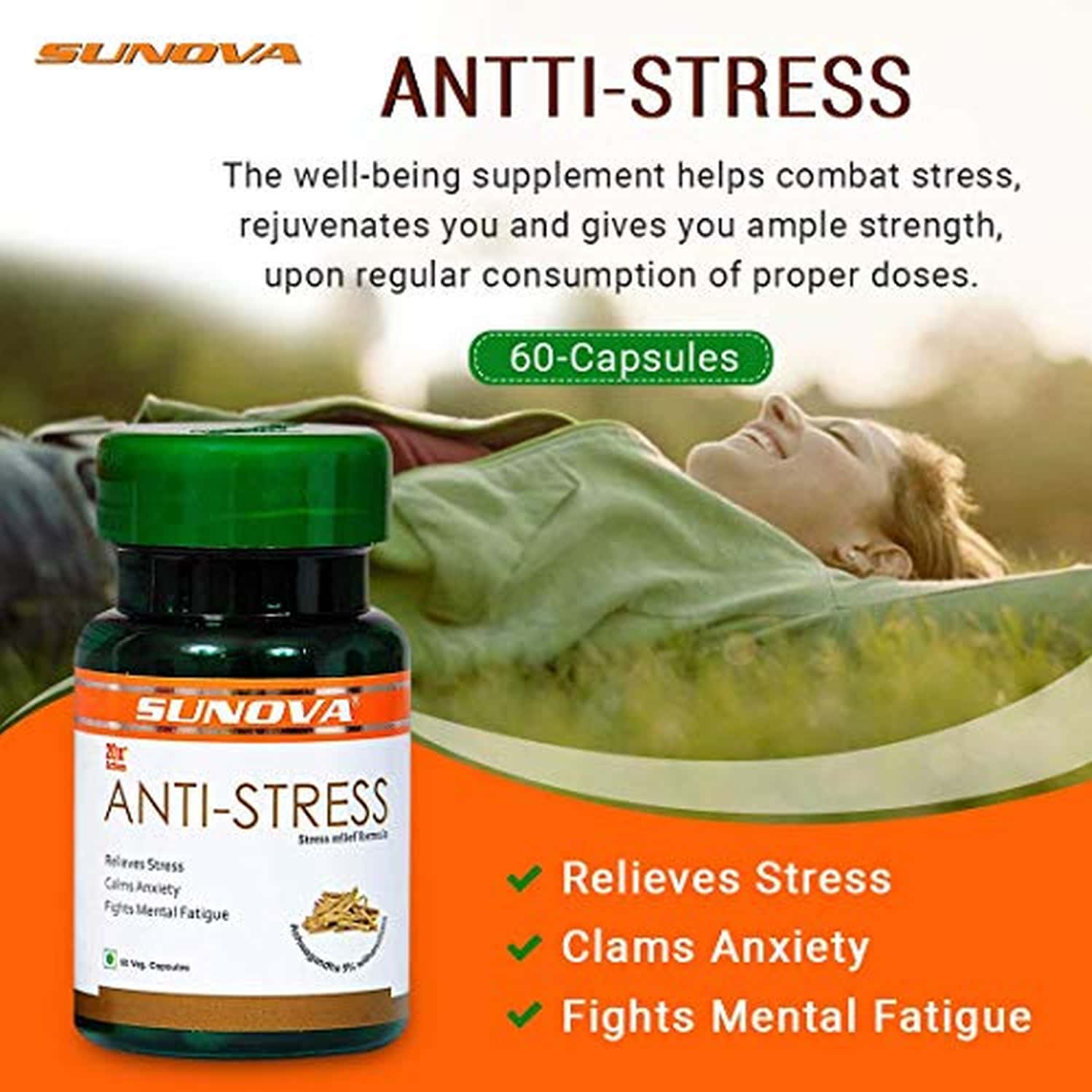 Buy SUNOVA ANTI-STRESS CAPSULES HERBAL STRESS RELIEF ASHWAGANDHA ...