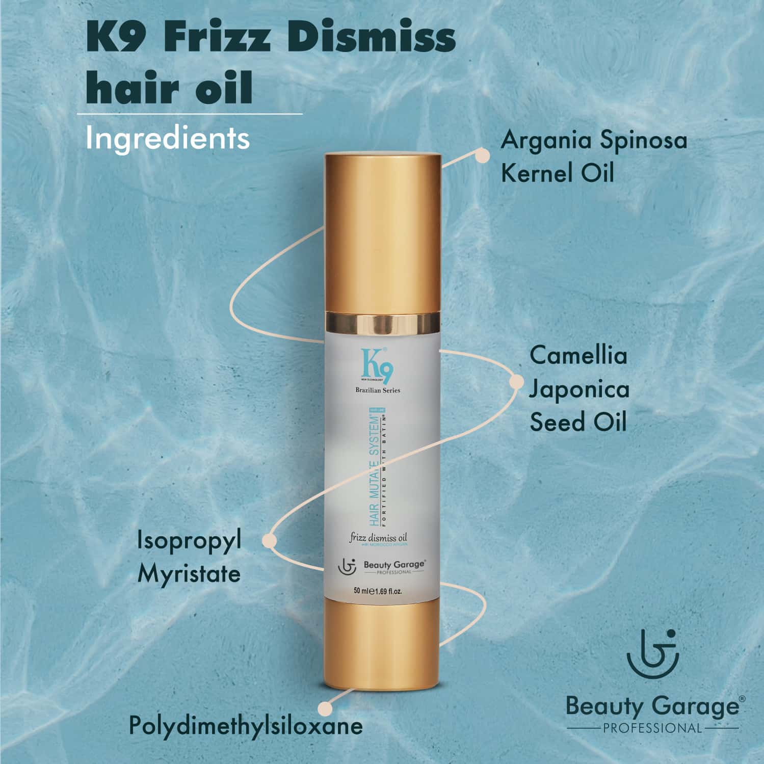 Buy BEAUTY GARAGE K9 FRIZZ DISMISS HAIR OIL WITH MOROCCO ARGAN 50ML ...