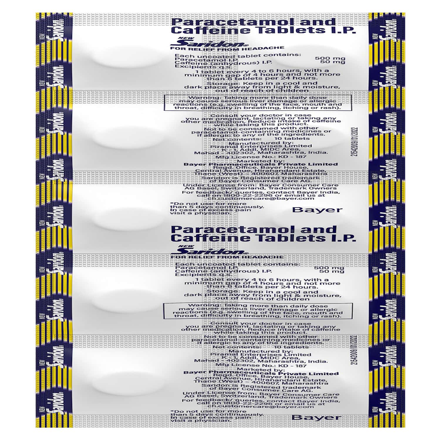 Buy NEW SARIDON STRIP OF 10 TABLETS Online & Get Upto 60% OFF at PharmEasy