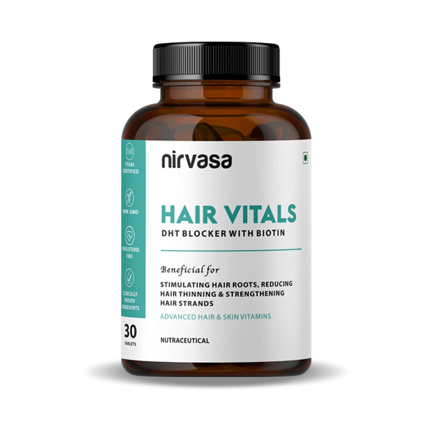 Buy NIRVASA HAIR VITALS DHT BLOCKER WITH BIOTIN | HAIR VITAMINS TABLETS ...