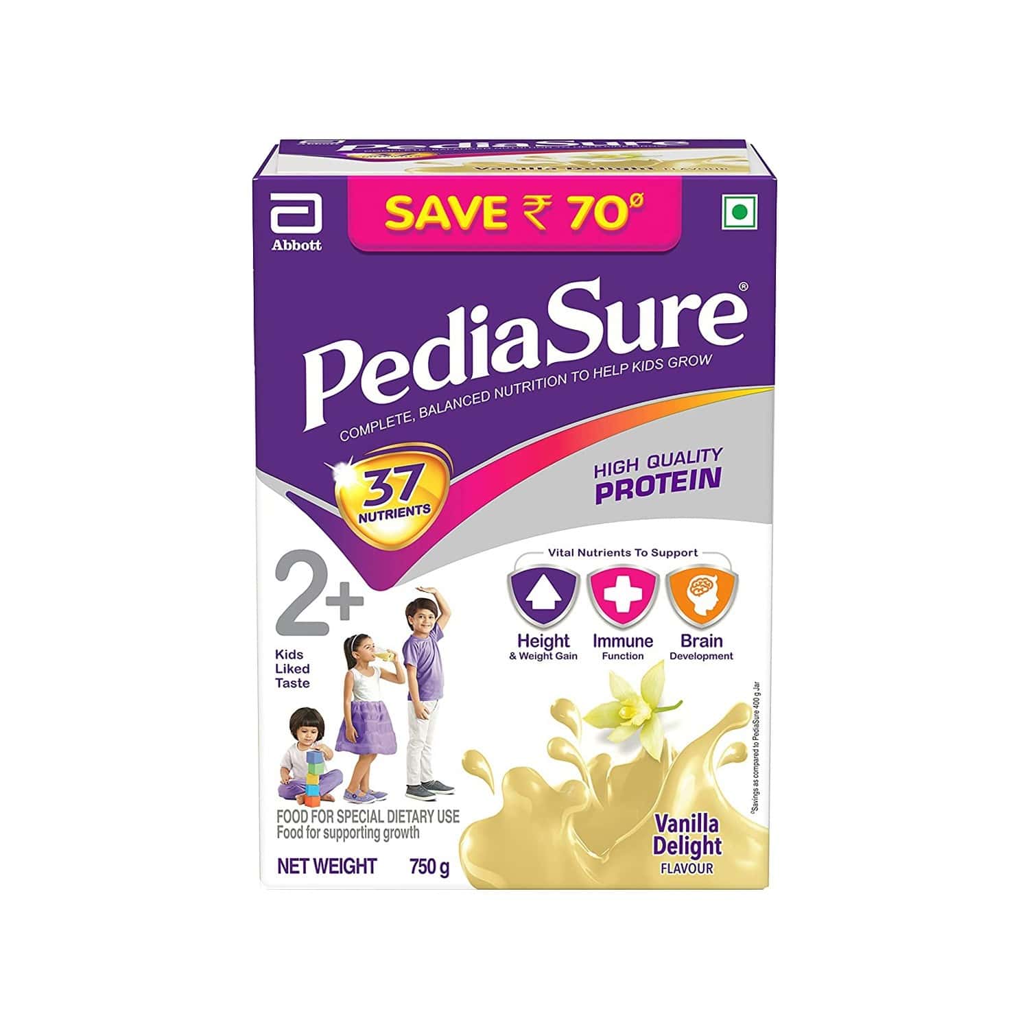 Buy PEDIASURE VANILLA CHILD NUTRITION DRINK REFILL OF 750 G Online ...