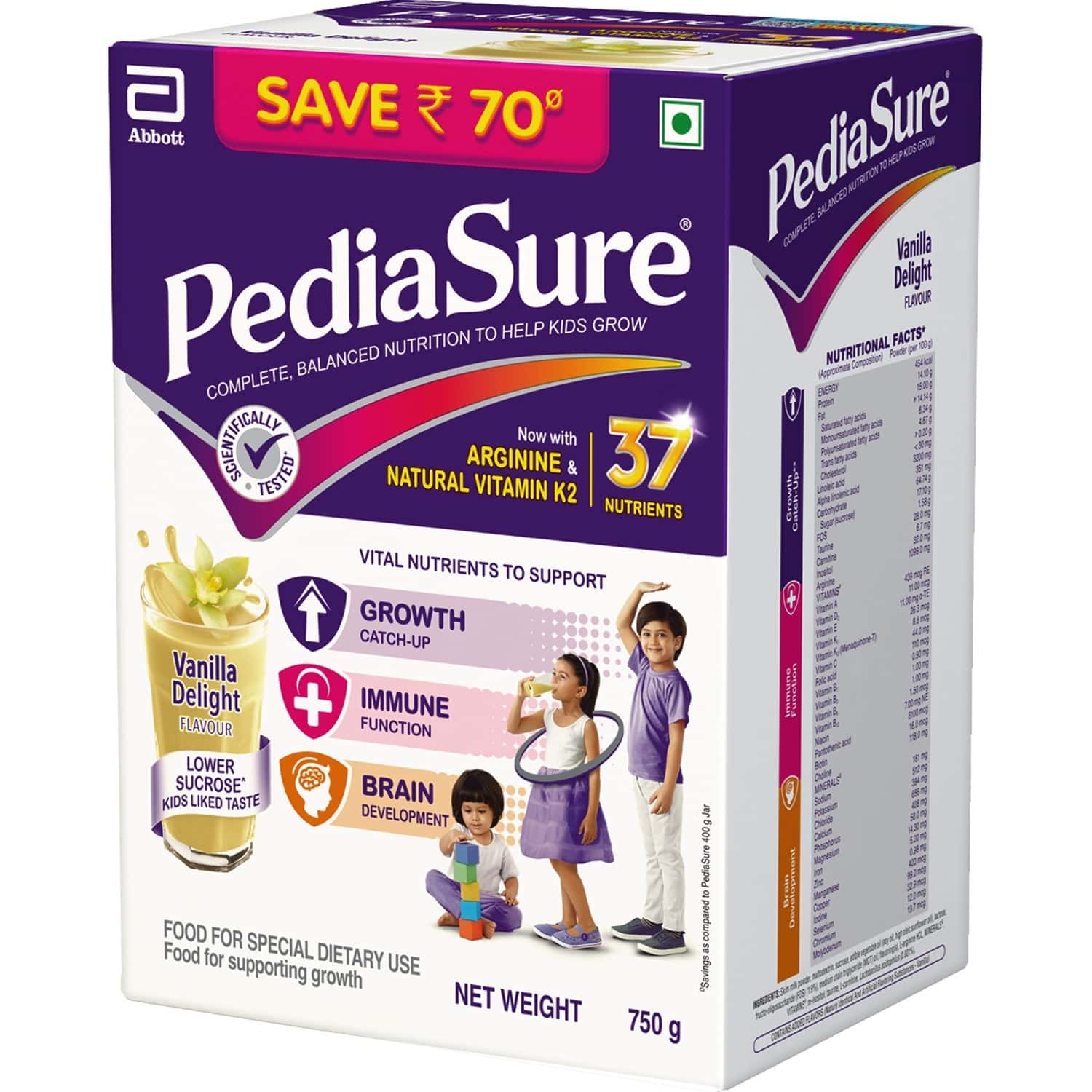 Buy PEDIASURE VANILLA CHILD NUTRITION DRINK REFILL OF 750 G Online ...