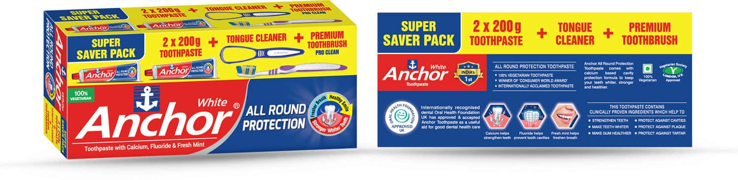 Buy ANCHOR WHITE TOOTHPASTE SUPER SAVER PACK - 200GM X 2 Online & Get ...