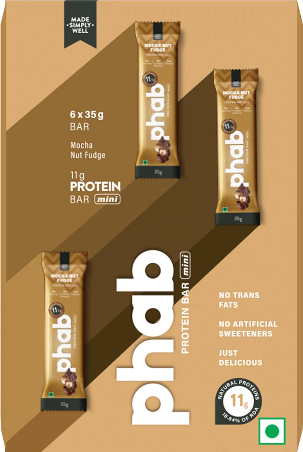 Buy PHAB PROTEIN BAR MINI 11G PROTEIN, ZERO TRANS FATS: PACK OF 6X 35G ...