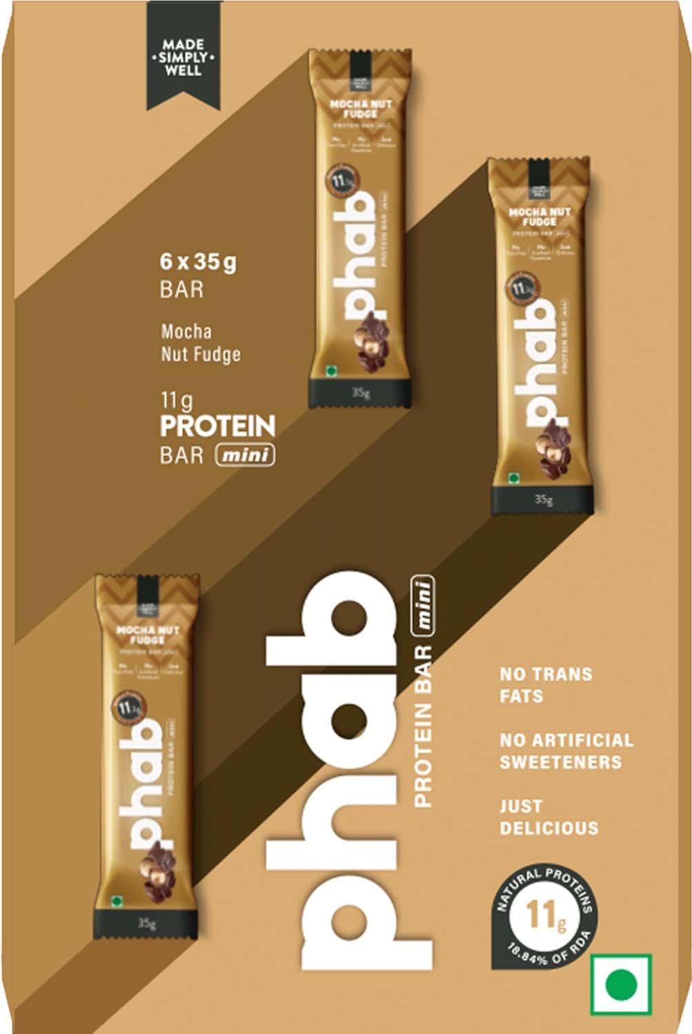Buy PHAB PROTEIN BAR MINI 11G PROTEIN, ZERO TRANS FATS: PACK OF 6X 35G ...
