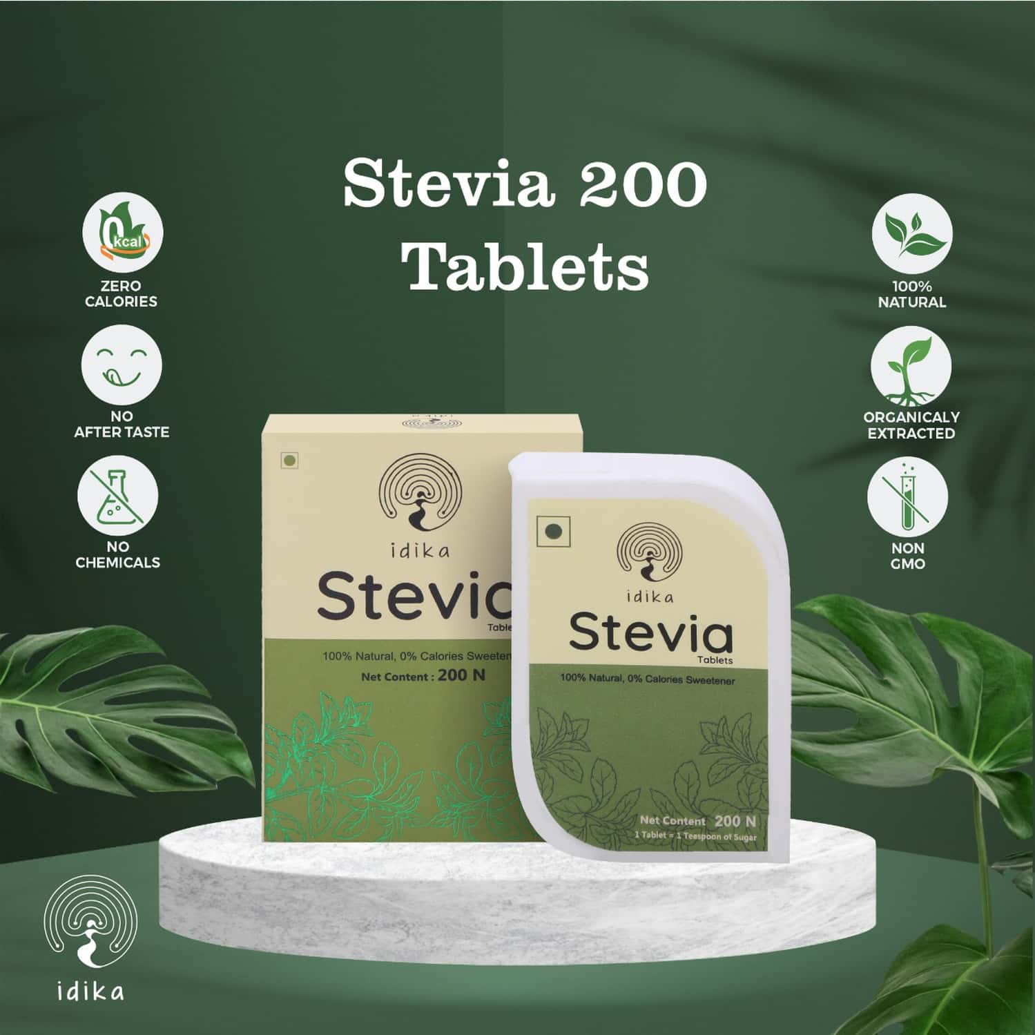 Buy IDIKA STEVIA 200 TABLETS DIABETIC FRIENDLY 100% NATURAL ZERO ...