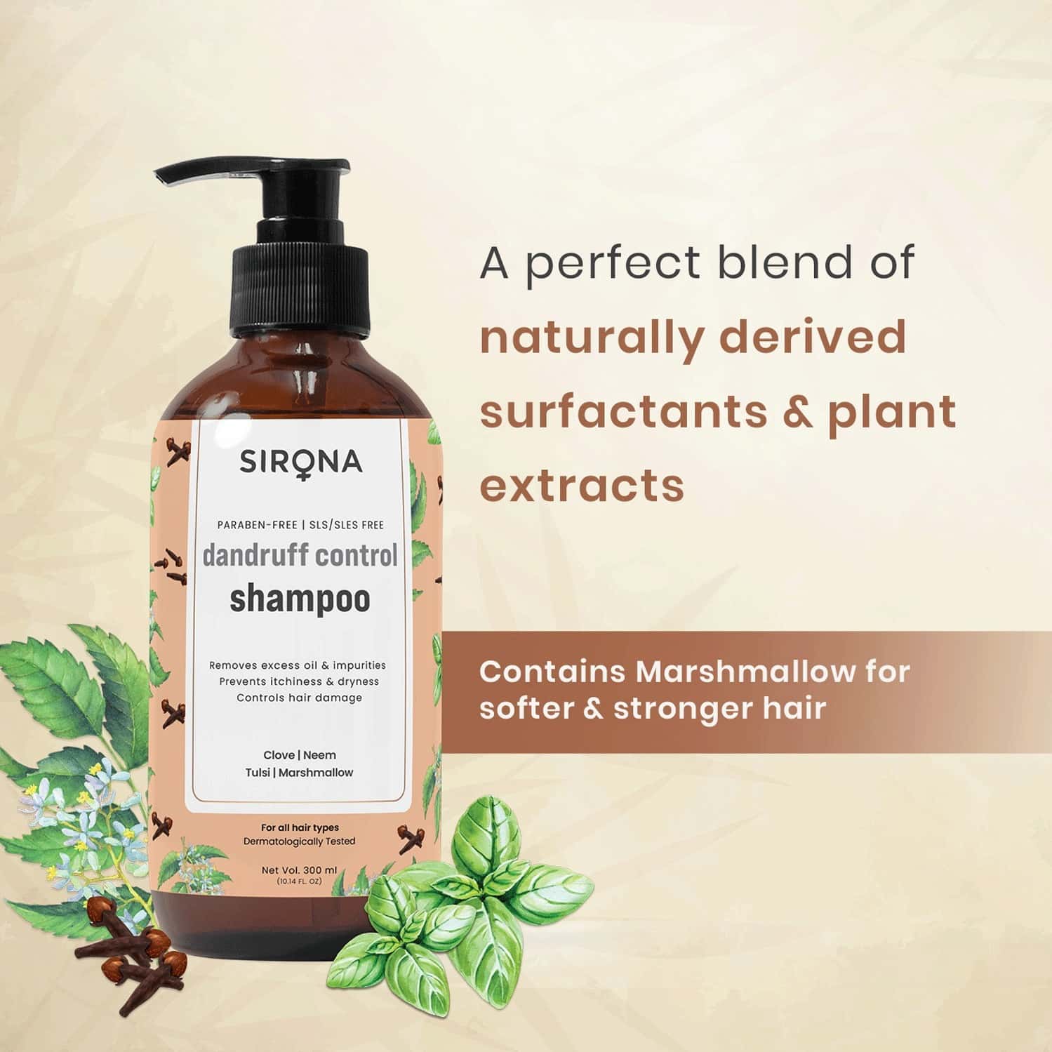 Buy SIRONA MARSHMALLOW & CLOVE ANTI DANDRUFF SHAMPOO WITH NEEM & TULSI ...