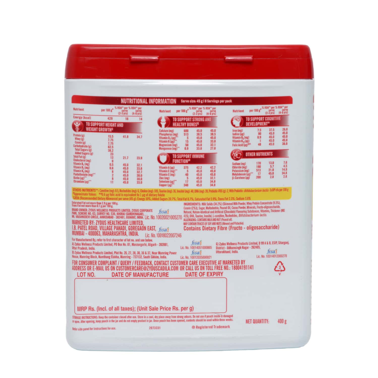 Buy NUTRIGRO BY COMPLAN DELICIOUS CHOCOLATE FLAVOUR JAR OF 400GM Online ...