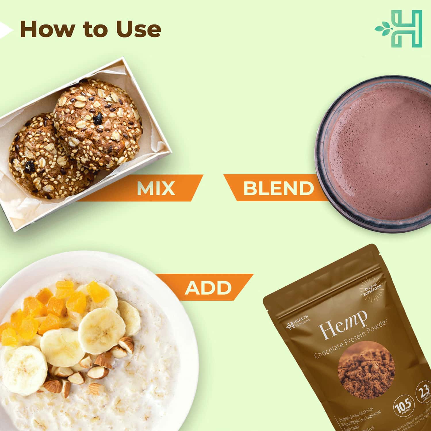 Buy HEALTH HORIZONS HEMP CHOCOLATE PROTEIN POWDER | NATURAL COCONUT ...