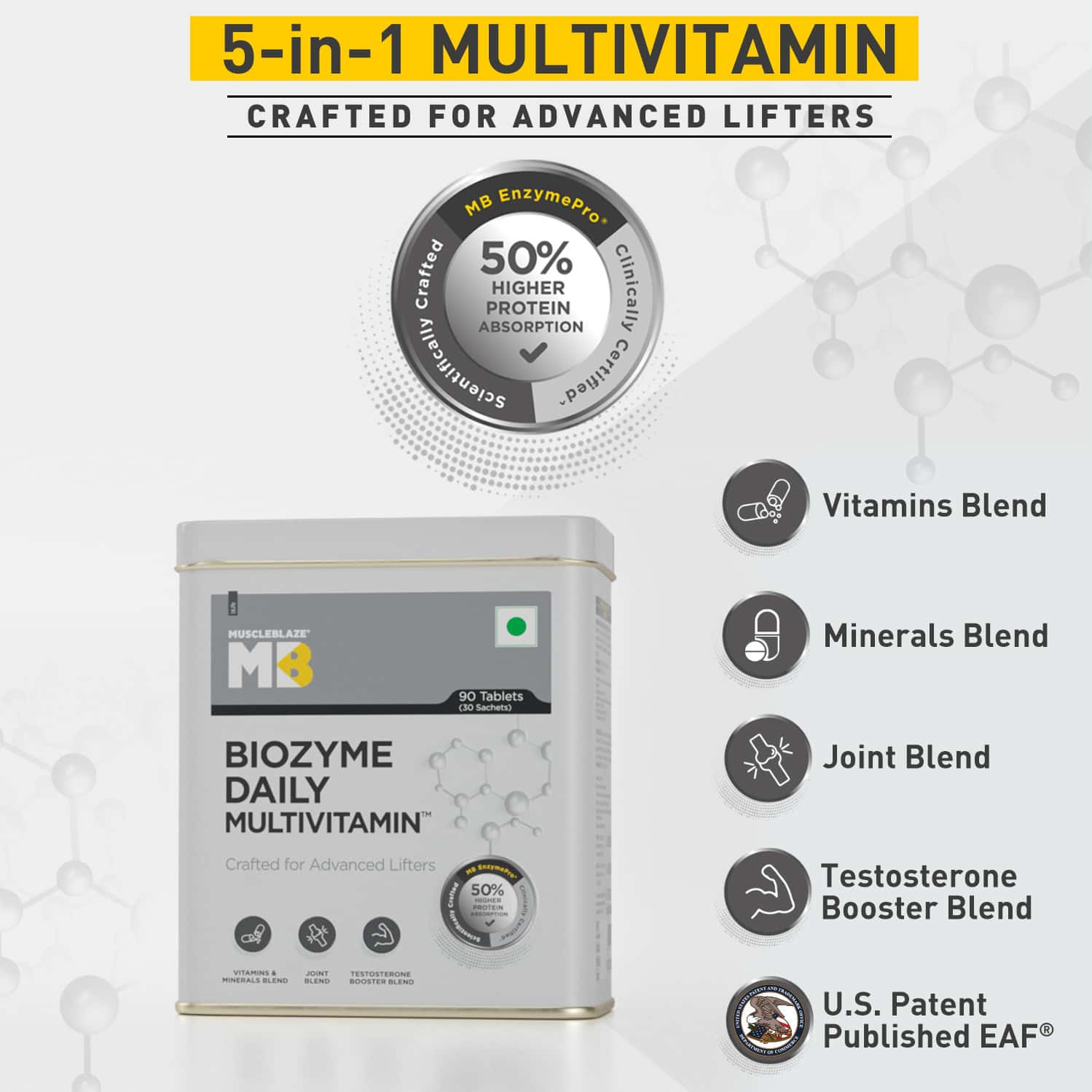 Buy MUSCLEBLAZE BIOZYME DAILY MULTIVITAMIN FOR MEN AND WOMEN (90 ...