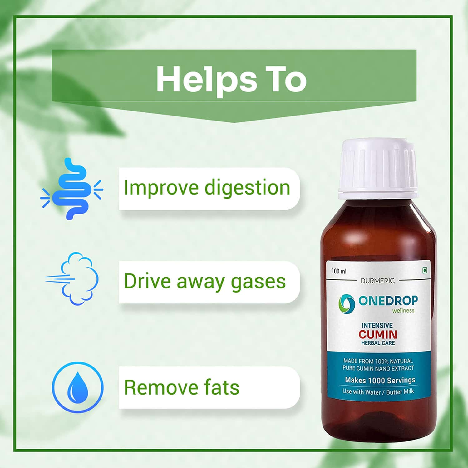 Buy DURMERIC ONEDROP INTENSIVE CUMIN HERBAL DROPS - 100ML Online & Get ...