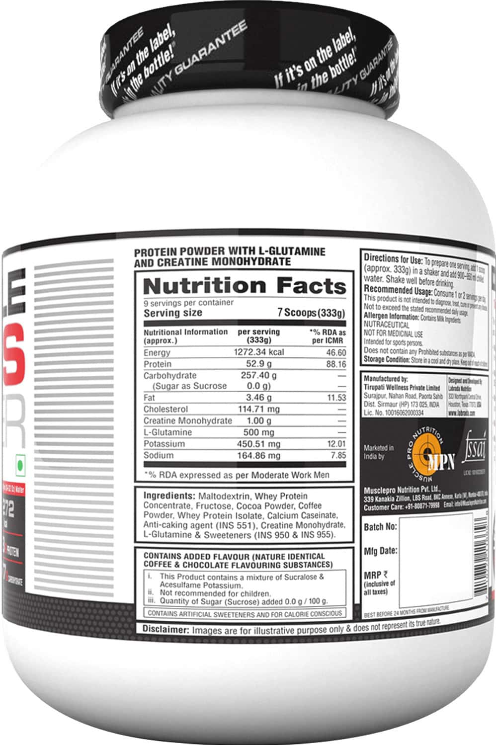 Buy LABRADA MUSCLE MASS GAINER - 6.6 LBS (3KG) (MOCHA) Online & Get ...