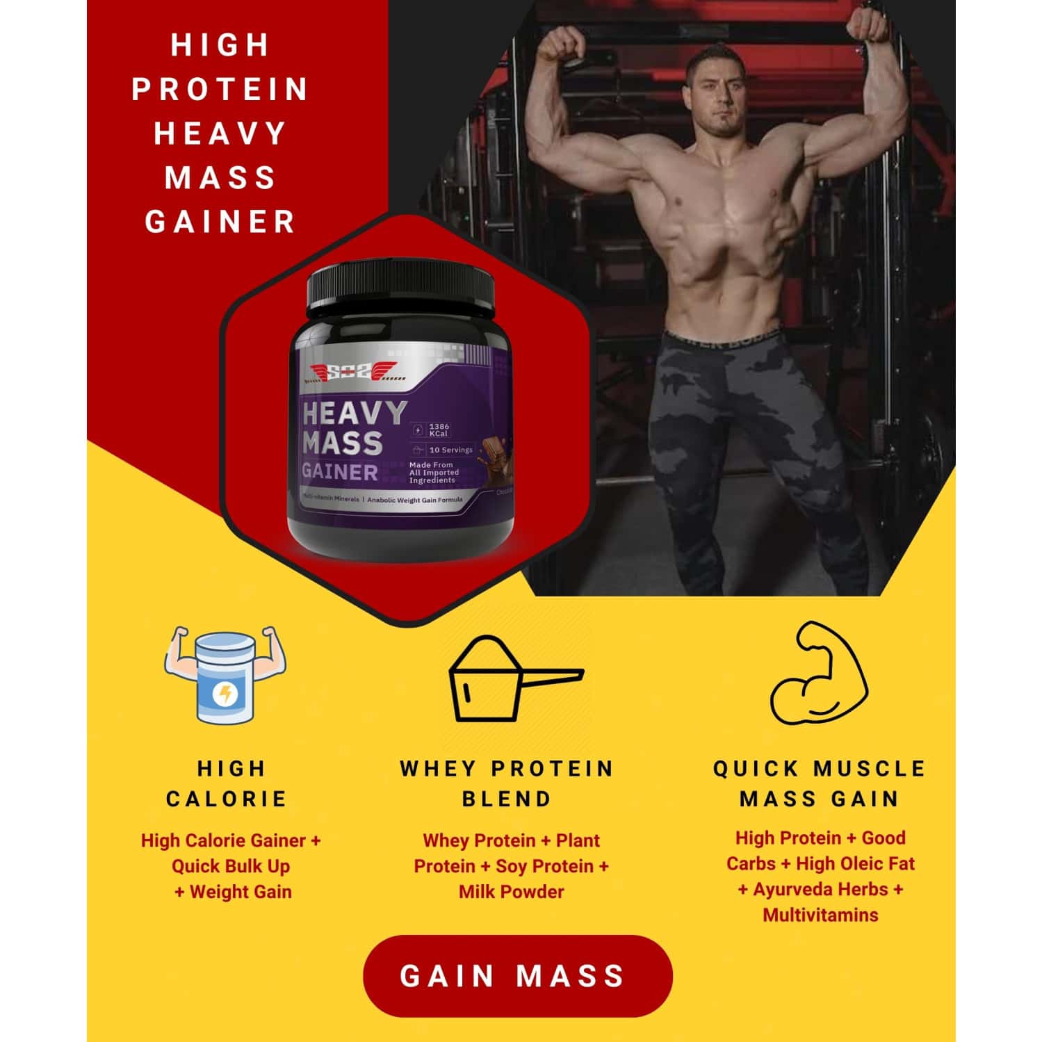 Buy SOS NUTRITION HIGH PROTEIN HEAVY MASS GAINER HERBS MULTIVITAMINS ...