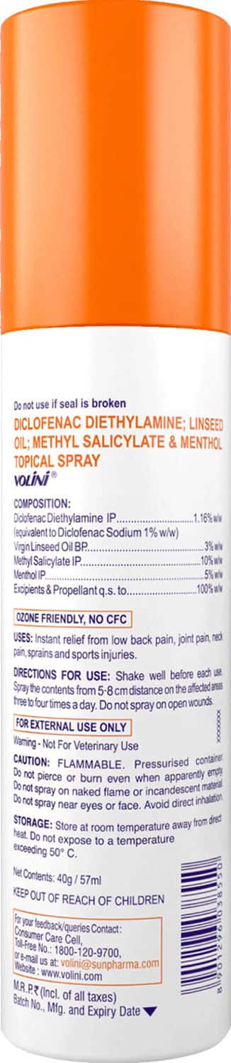 Buy VOLINI PAIN RELIEF SPRAY - 60 GM Online & Get Upto 60% OFF at PharmEasy