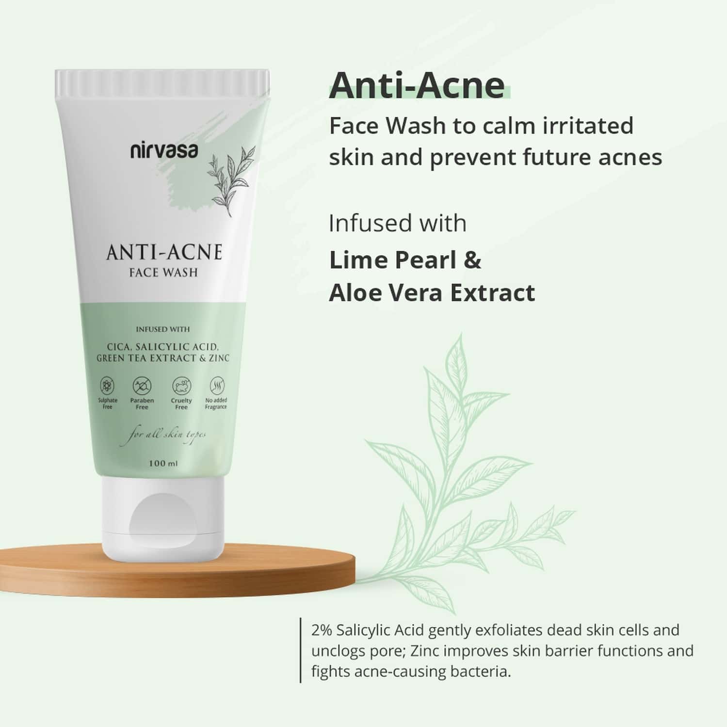 Buy NIRVASA ANTI - ACNE WITH SALICYLIC ACID & GREEN TEA EXTRACT | ANTI - ACNE FACE WASH (100 ML ...
