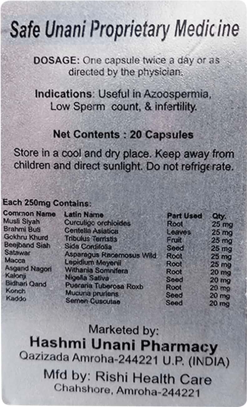 Buy HASHMI SPERMIA CAPSULE 20 Online & Get Upto 60% OFF at PharmEasy