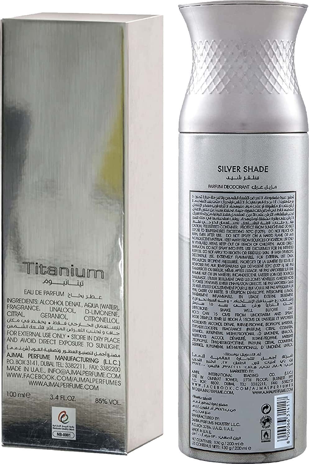 Buy AJMAL TITANIUM EAU DE PARFUM 100ML PERFUME FOR MEN AND SILVER SHADE ...