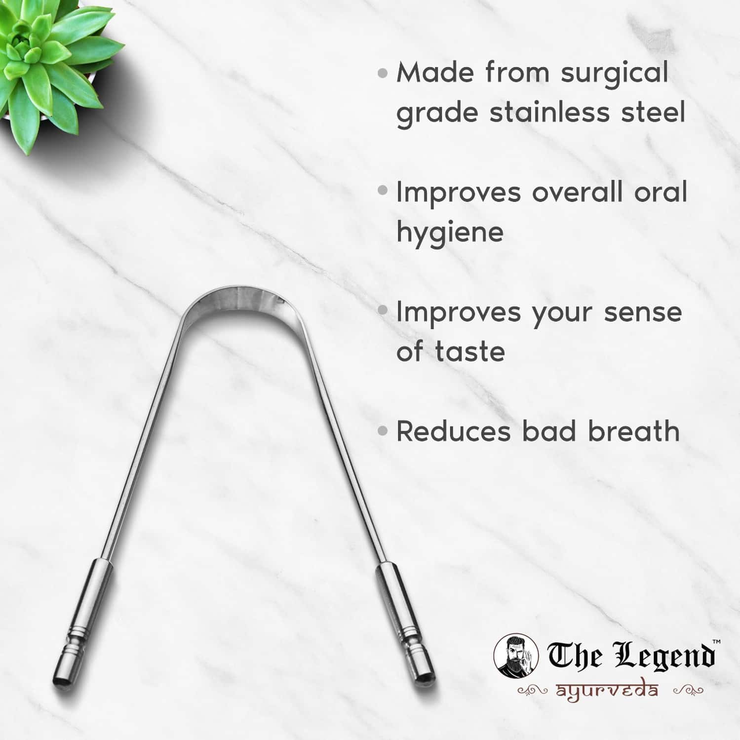 Buy THE LEGEND THICK HANDLE MEDICAL GRADE STEEL TONGUE SCRAPER Online ...