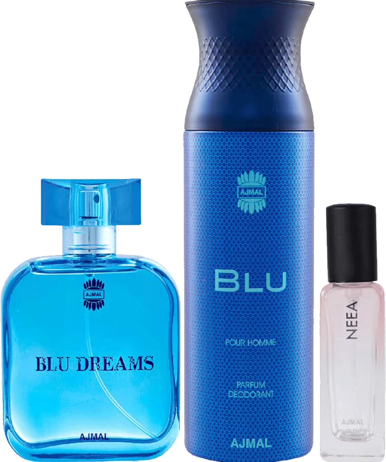 Buy AJMAL BLU DREAMS EDP 100ML,BLU DEO 200ML & NEEA EDP 20ML PACK OF 3 ...
