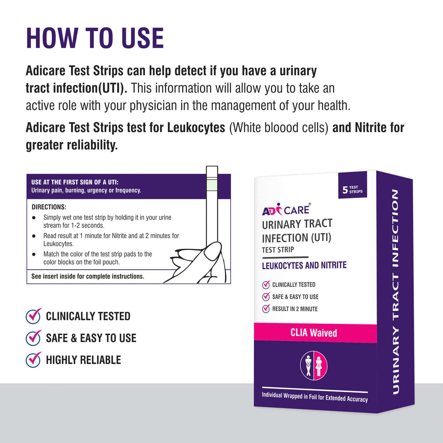 Buy ADICARE UTI TEST KIT|\URINARY TRACT INFECTION (UTI) DETECTION AT ...