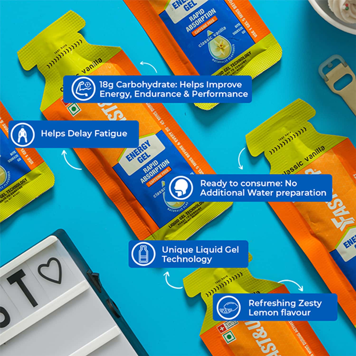 Buy FAST&UP ENERGY GEL- INSTANT ENERGY BOOSTER ZESTY LEMON FLAVOR (5 ...