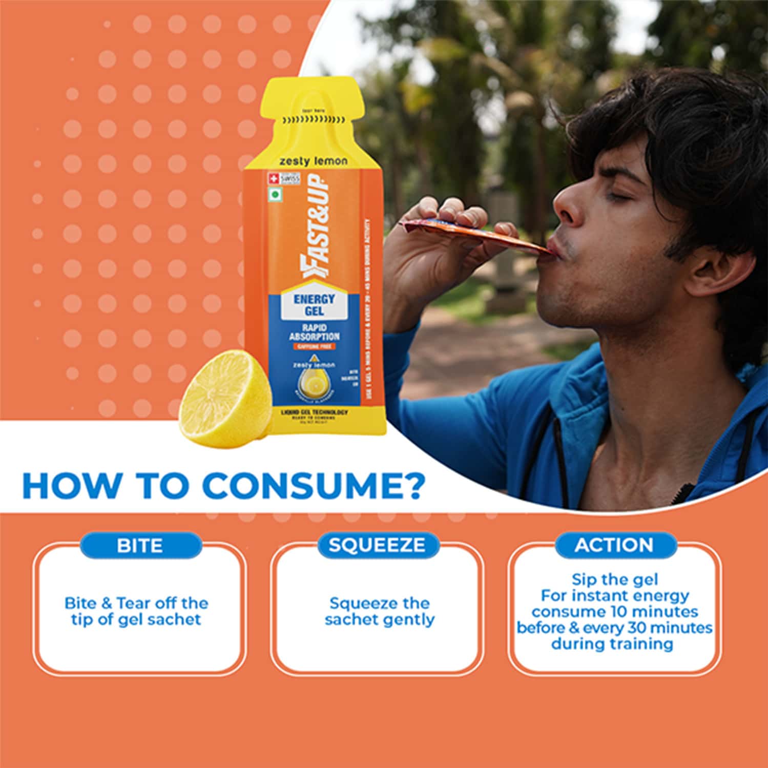 Buy FAST&UP ENERGY GEL- INSTANT ENERGY BOOSTER ZESTY LEMON FLAVOR (5 ...