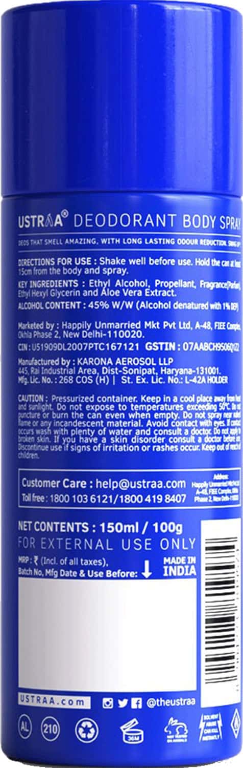 Buy USTRAA BLUE DEODORANT BODY SPRAY 150 ML Online & Get Upto 60% OFF ...