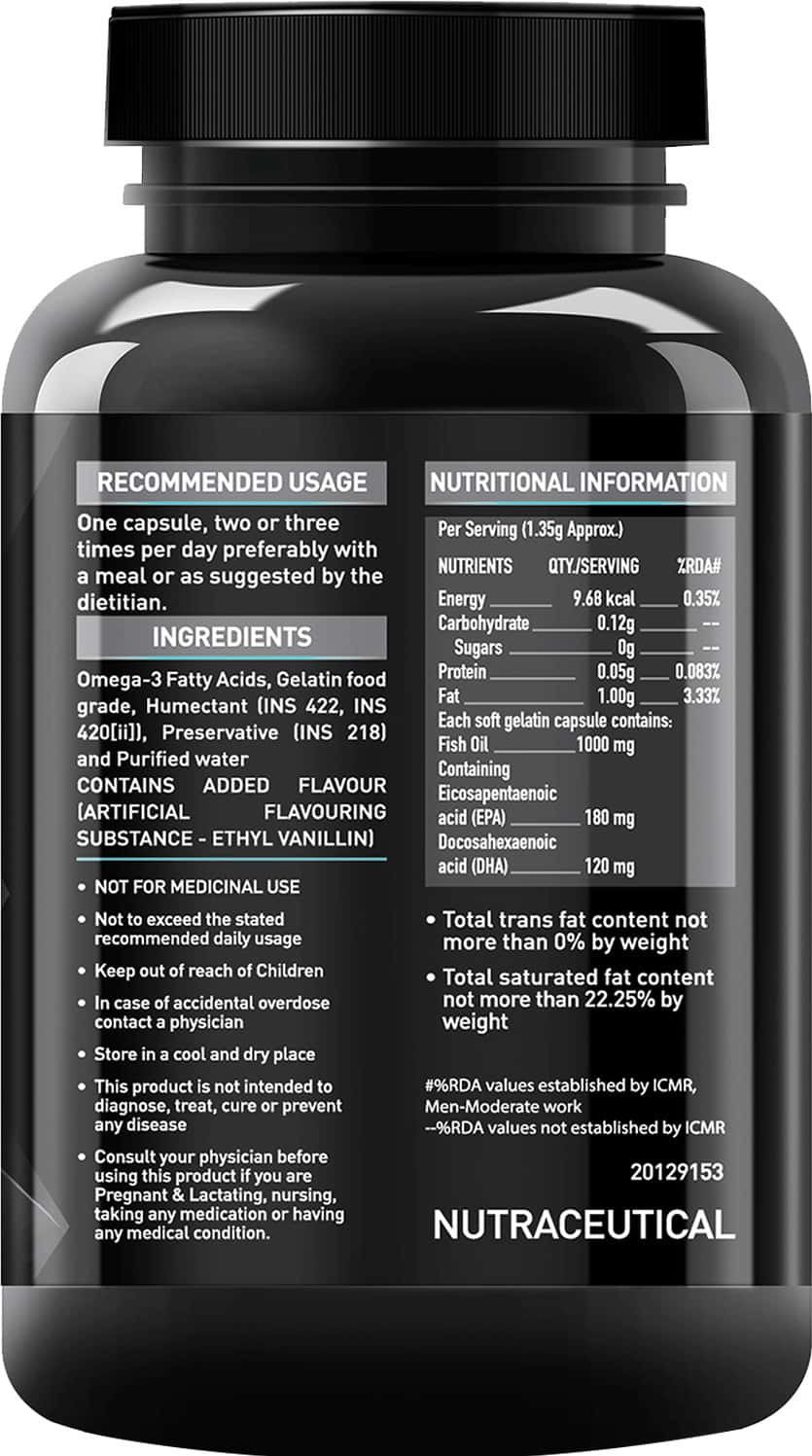 Buy MUSCLEBLAZE OMEGA 3 FISH OIL 1000 MG SUPPLEMENT 90 CAPSULES Online ...