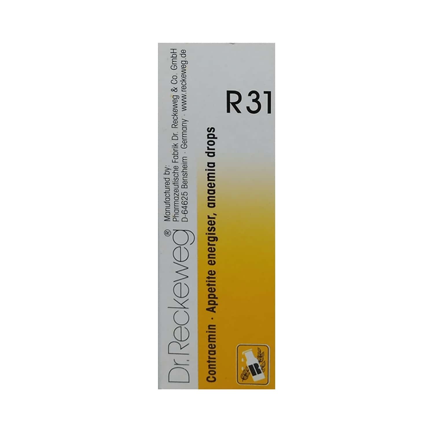 Buy DR.RECKEWEG R 31 INCREASES APPETITE AND BLOOD SUPPLY DROPS 22 ML ...