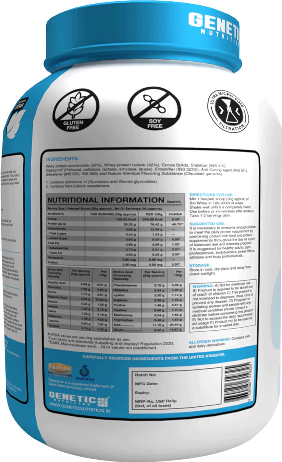 Buy GENETIC NUTRITION BIO WHEY SWISS GRASS-FED FOR MUSCLE RECOVERY ...