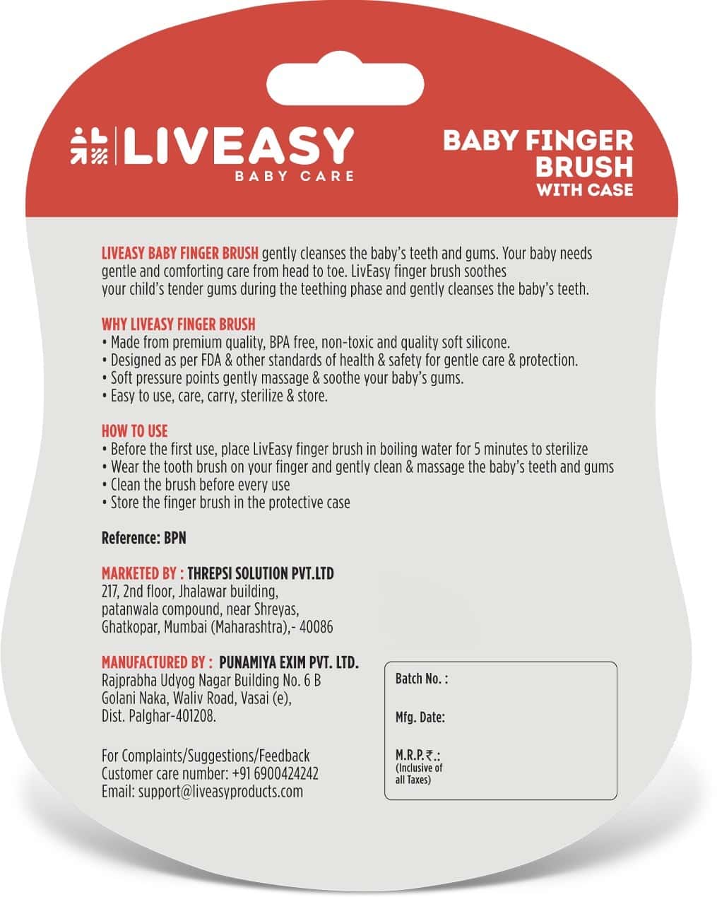 Buy LIVEASY BABY CARE BABY FINGER BRUSH (PINK) Online & Get Upto 60% ...